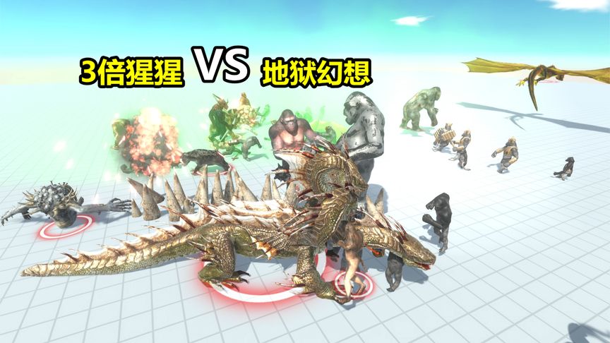 动物战争模拟器:巨齿鲨挑战150个小黑,最后谁赢了?