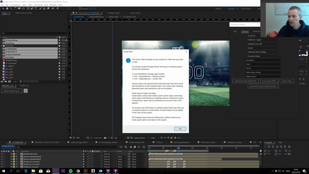 AE脚本-快速清除时间轴中未使用的素材图层