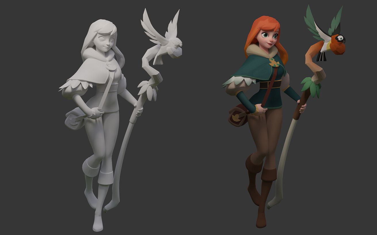 zbrush新手教程:3D风格化人物建模大型到细节思路技巧