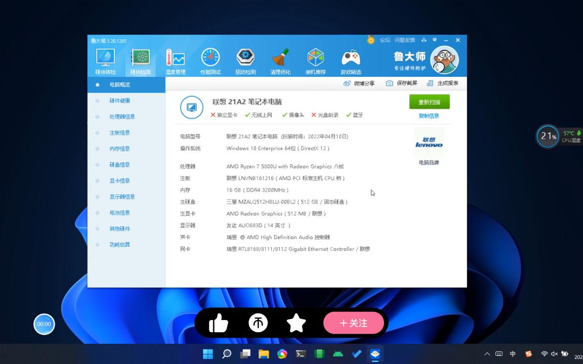 thinkbook14锐龙版2021-鲁大师5跑分-加音乐-必剪