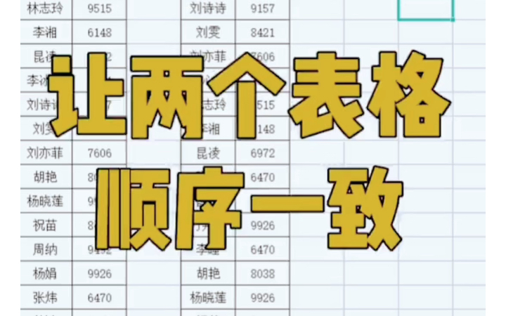 #Excel 如何让两个表格顺序一致～ߔ�ߔ� #excel技巧 #学习资料分享