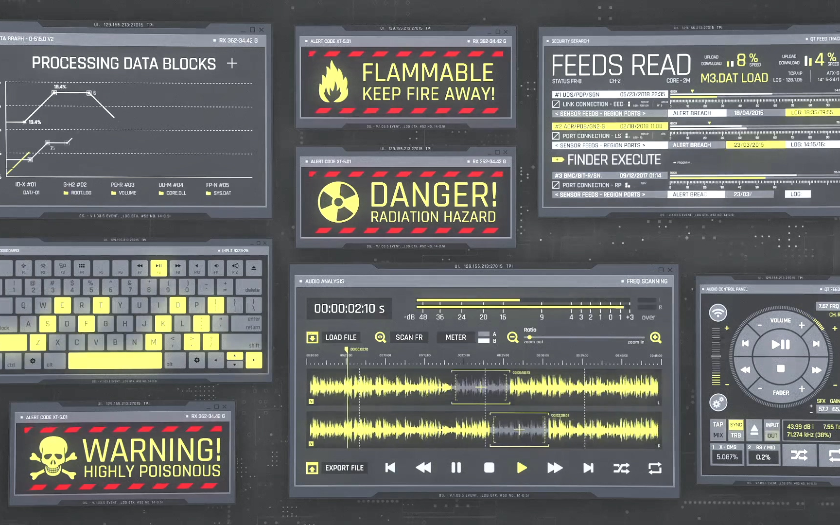 AE模板-100套科技HUD元素风格素材合集包包含数码音频数据可视化...