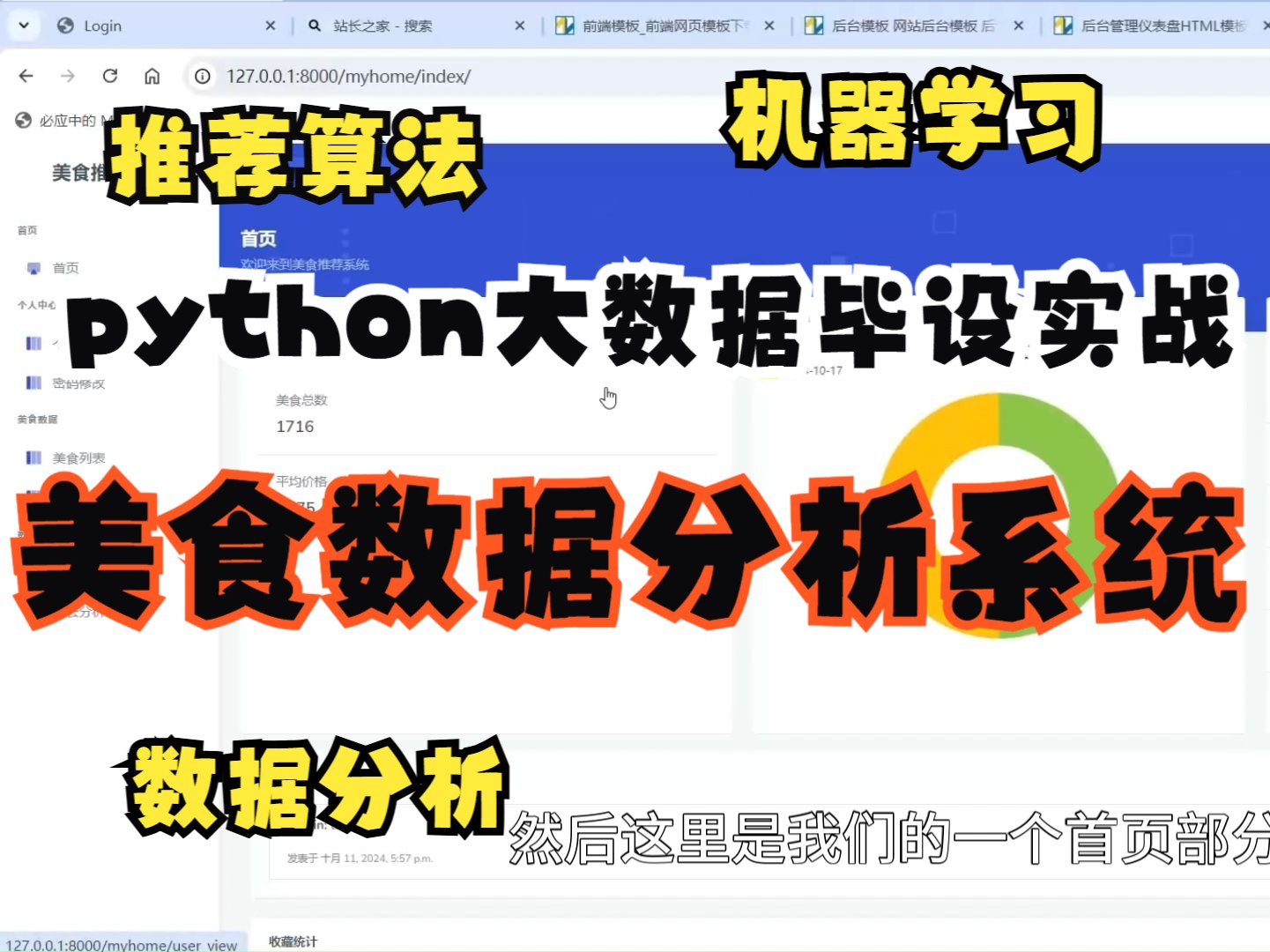 【python大数据毕设实战】 基于python的美食推荐及分析系统 包括推荐...