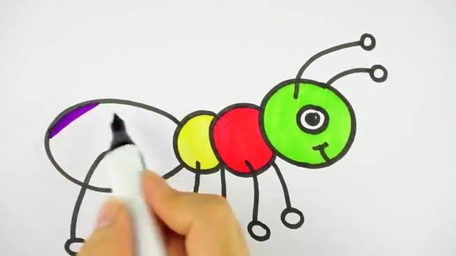 亲子涂色简笔画:小蚂蚁画画