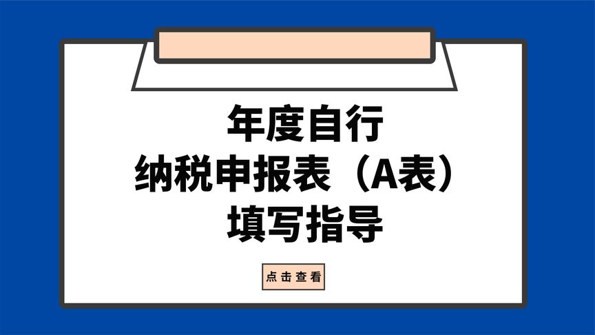 个人所得税年度自行纳税申报表(A表)填写指导