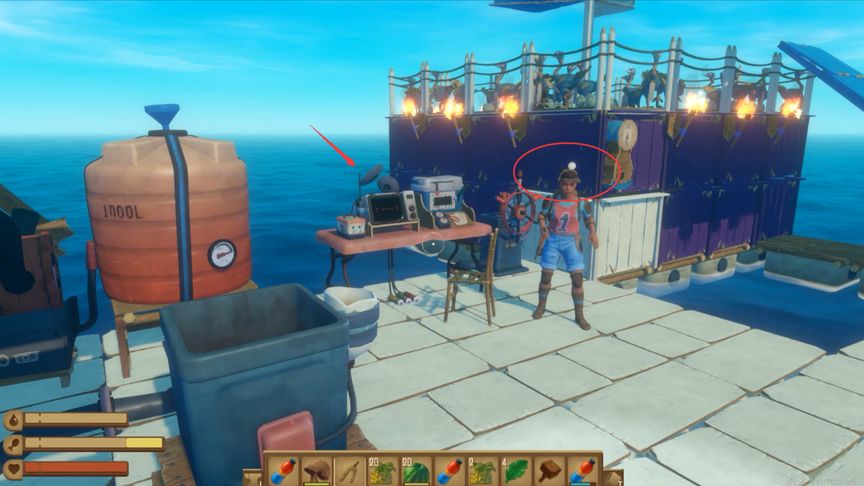 木筏求生大更新:戴上头灯还有更新的电脑信号桌更像一个船长了