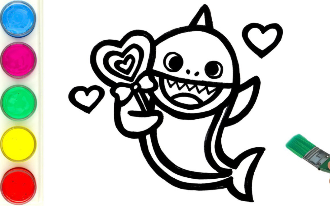 鲨鱼怎么画,鲨鱼简笔画教程,超级简单的鲨鱼儿童绘画简笔画