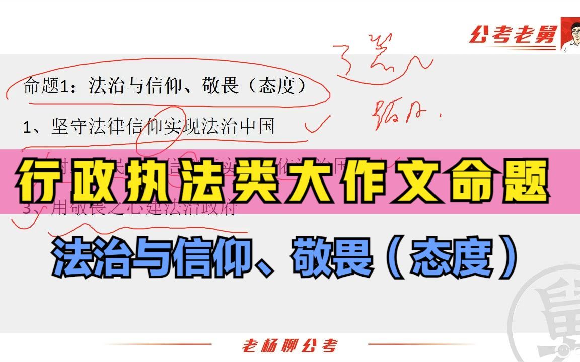 行政执法大作文命题方向:法治与信仰、敬畏(态度)