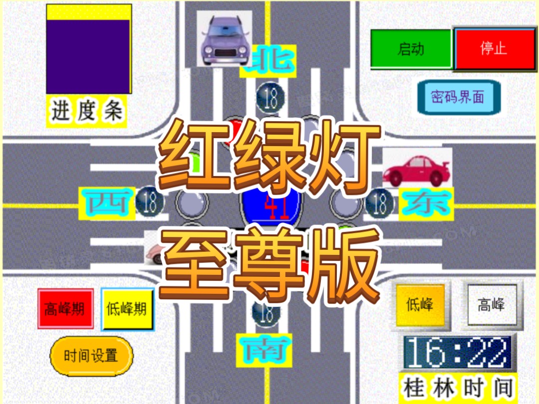 PLC红绿灯(交通灯)仿真(三菱GXWorks2/组态GT Designer3)