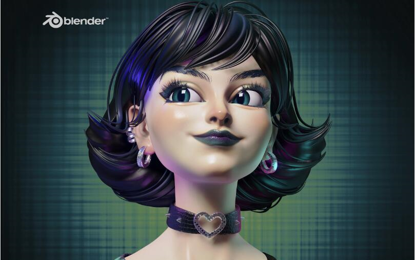 Blender雕刻卡通角色《哥特女孩》胸像制作流程【雕刻丨材质丨表情...