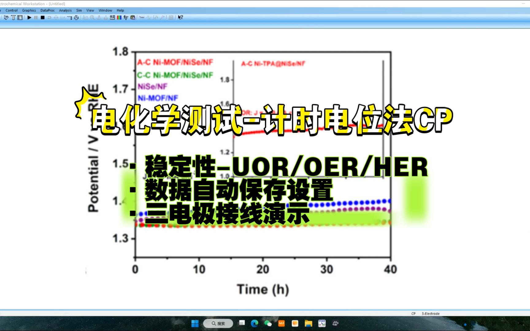 电化学测试1-计时电位法CP(稳定性测试-UOR OER HER)