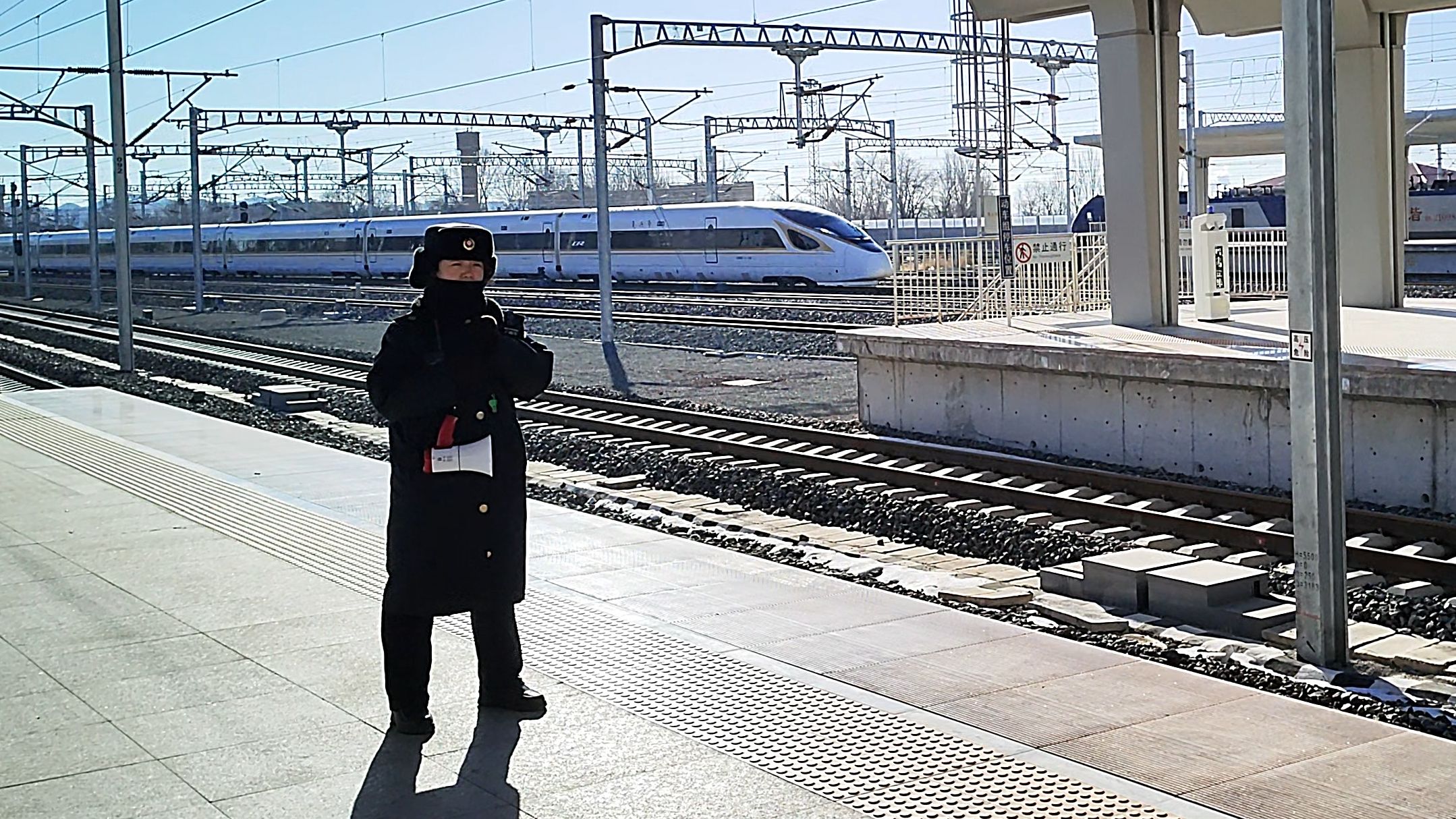 驶入新张家口站的复兴号动车组