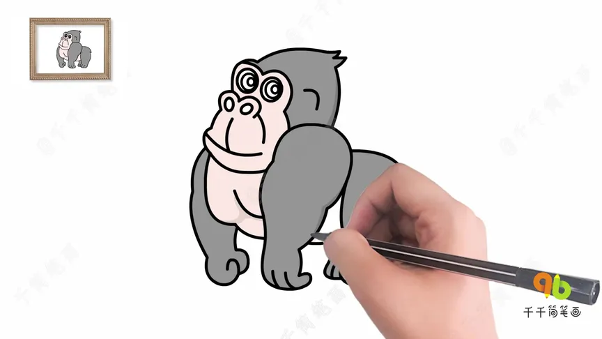 幼儿卡通大猩猩简笔画视频教程步骤详细涂色简单又好看