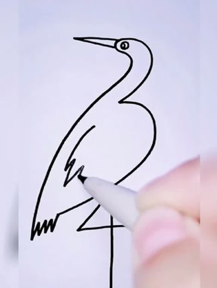 幼儿园简笔画~丹顶鹤#幼儿简笔画 #幼儿简笔画教学 #简笔画入门幼儿...