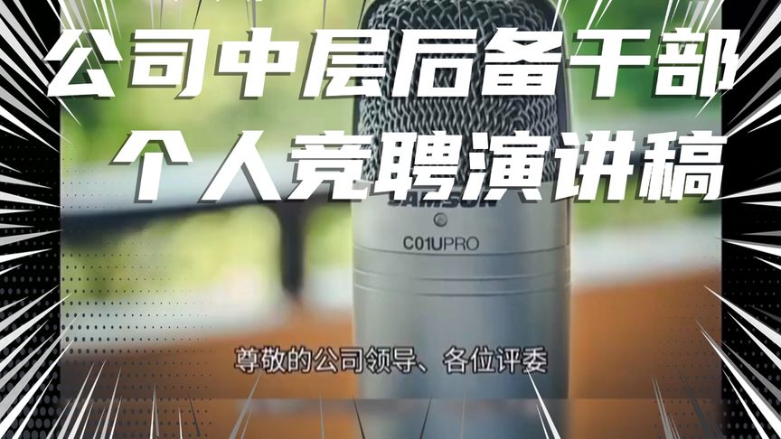 公司中层后备干部个人竞聘演讲稿