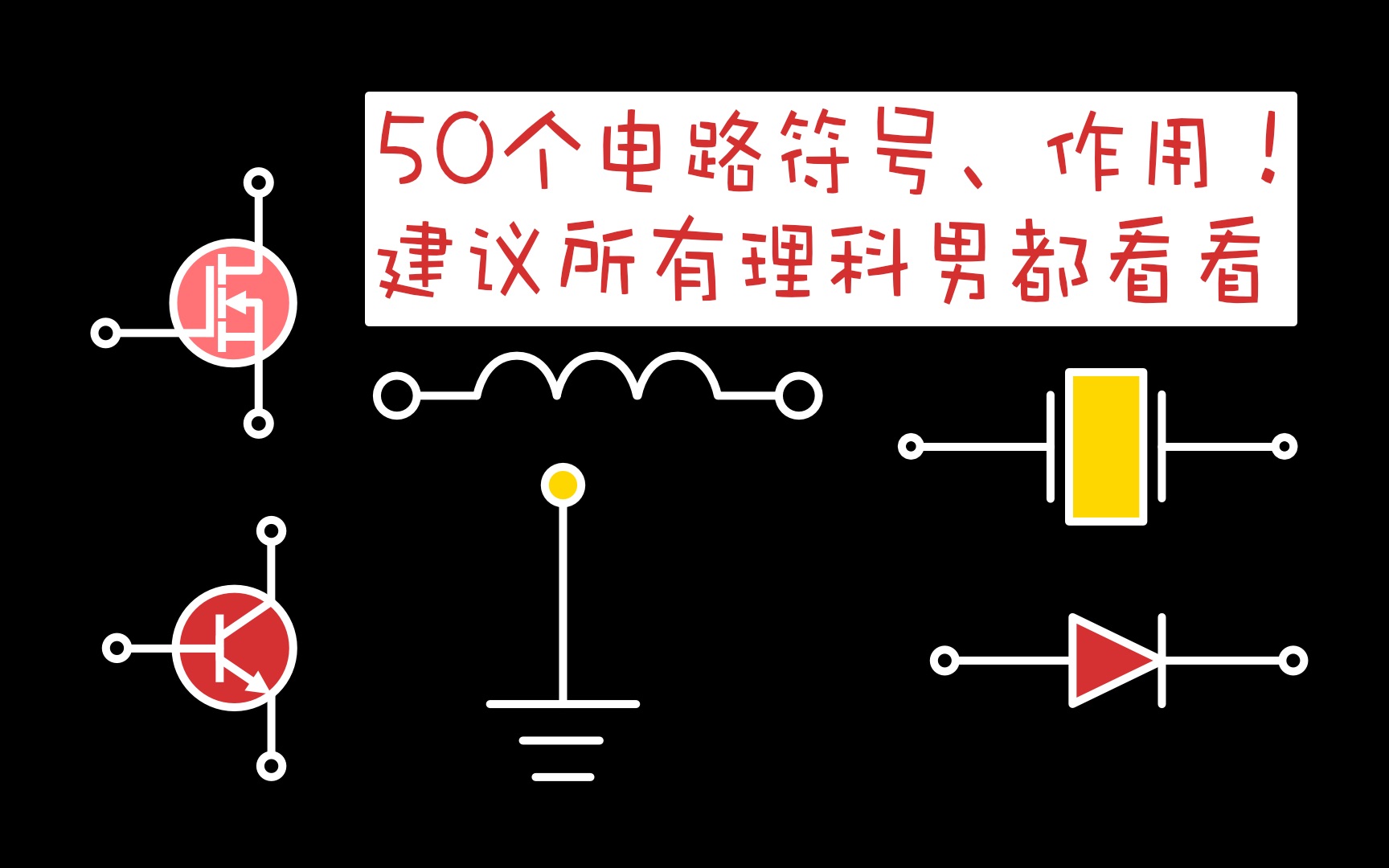 能认识30个才算及格,你能认识几个?50多个电路符号、实物及其作用。