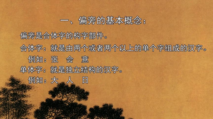 认识偏旁第1节:偏旁的概念