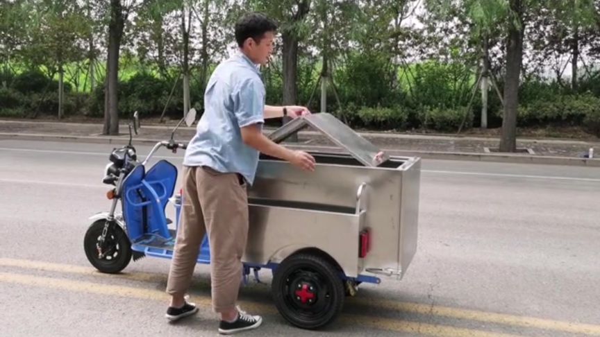 400L不锈钢小型电动三轮保洁车垃圾车环卫车清洁车