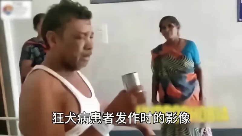 狂犬病发作的真实影像,看到水就像见到鬼一样,浑身颤抖狂吠不止