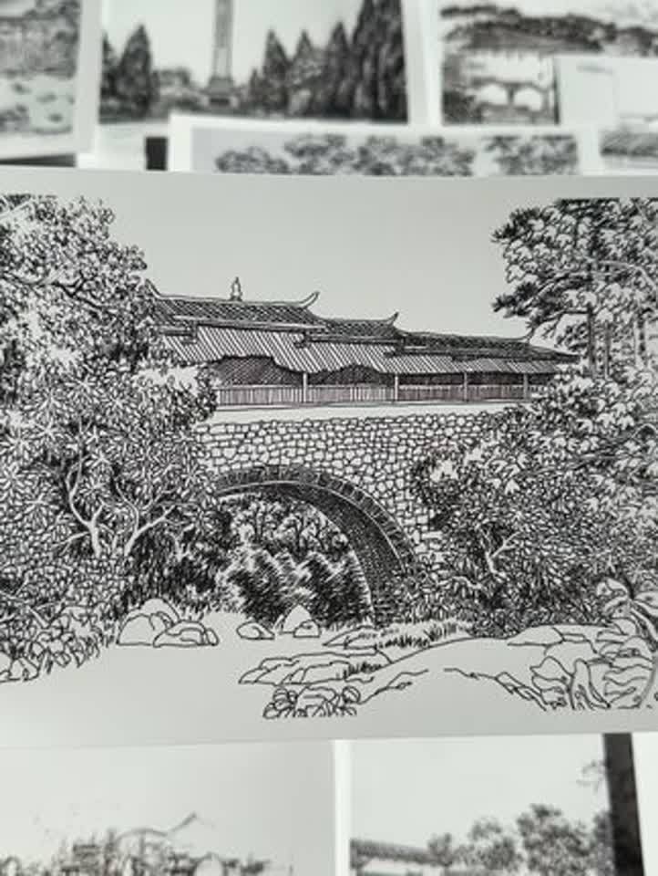 高清风景速写绘画临摹卡60张,双十一仅15.8米~ #风景速写 #线描 #...
