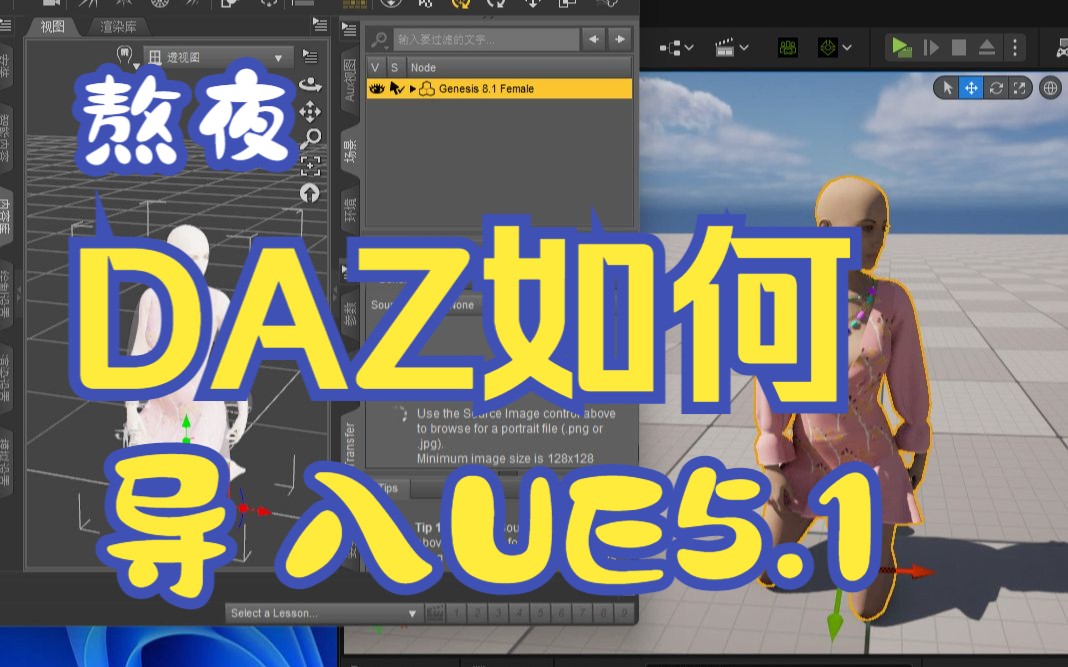 如何把daz4.21的模型骨骼网格体带姿势导入到UE5.11中