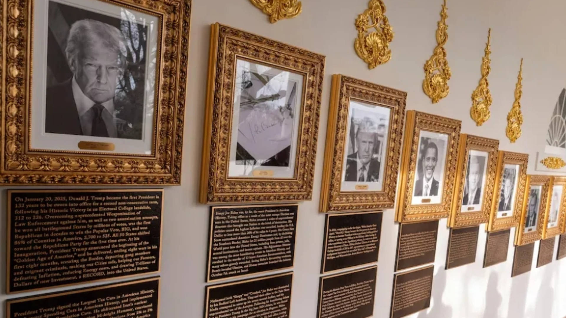 美国"总统星光大道"改造后亮相,特朗普给多位前任总统写"嘲讽批语"