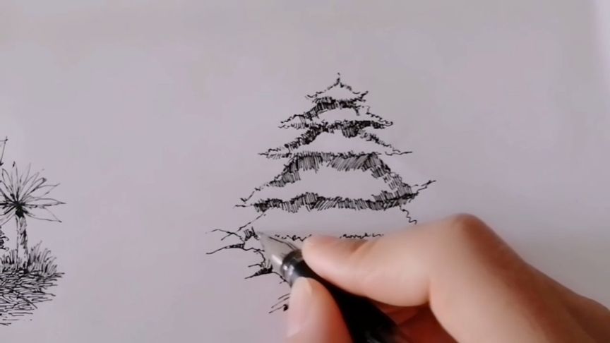 【钢笔画】教大家画松树,有各种画法,你喜欢哪种?