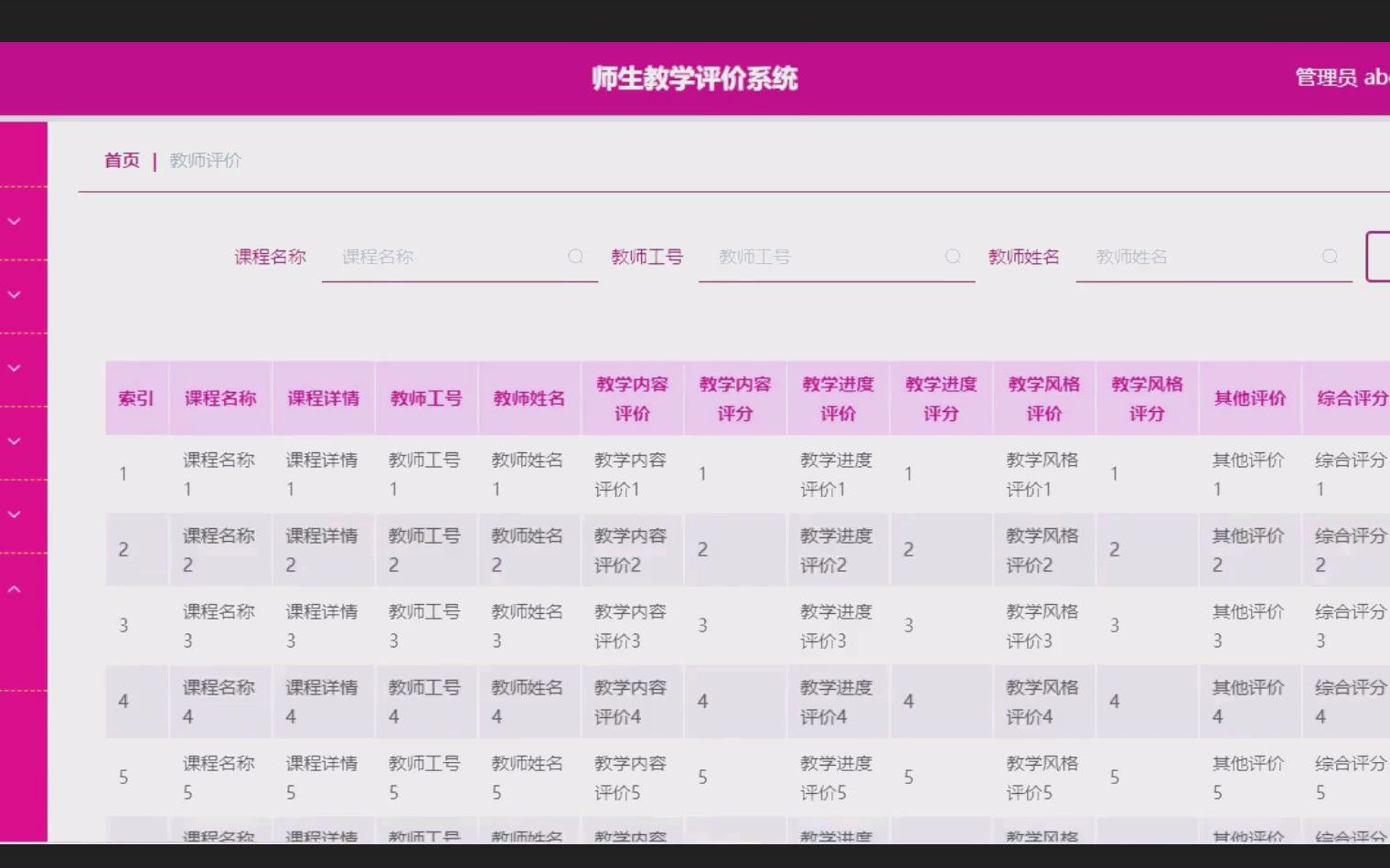 计算机毕业设计之基于SSM框架开发的师生教学评价系统