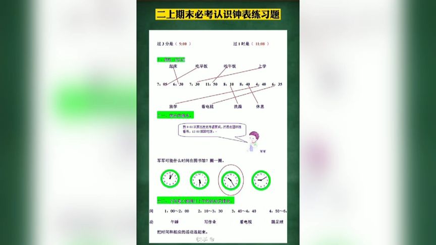 二年级数学易错题钟表题,期末考试讲解家长收藏关注