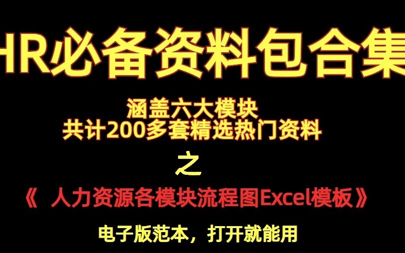 人力资源各模块流程图EXCEL模板,电子版范本,打开即用