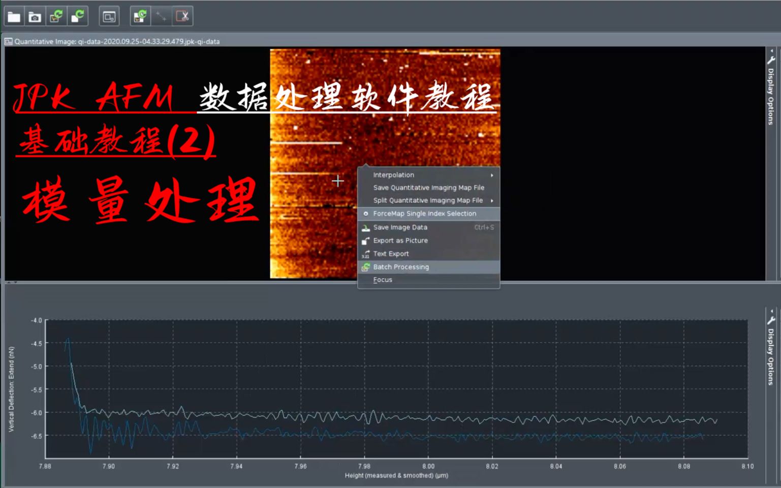 JPK AFM 数据处理软件教程-基础教程(2),杨氏模量处理