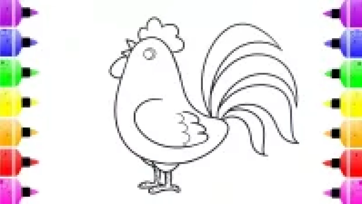 如何画一只漂亮的公鸡简笔画 趣味识颜色