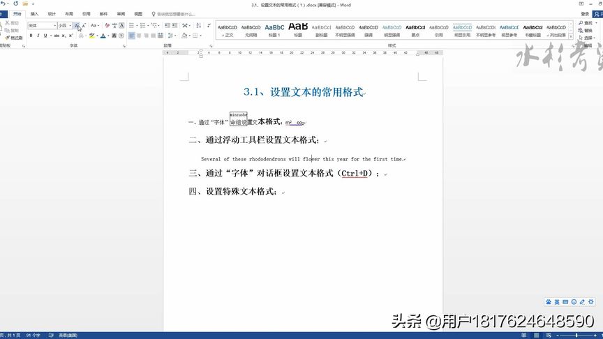 Word2016 设置文本的常用格式