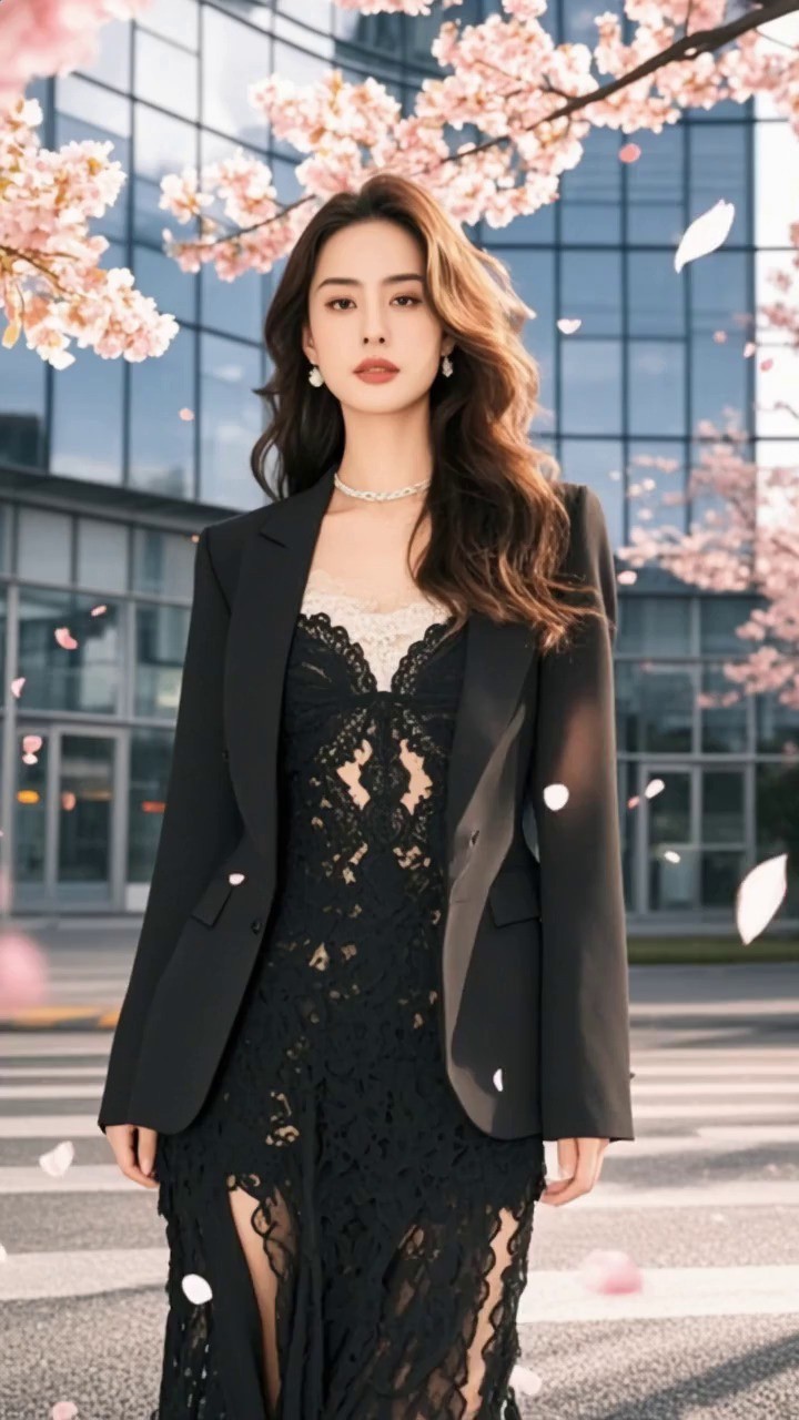 ...手持黑色皮质文件夹,身后整齐排列着多个人形机器人,科技感背景,...