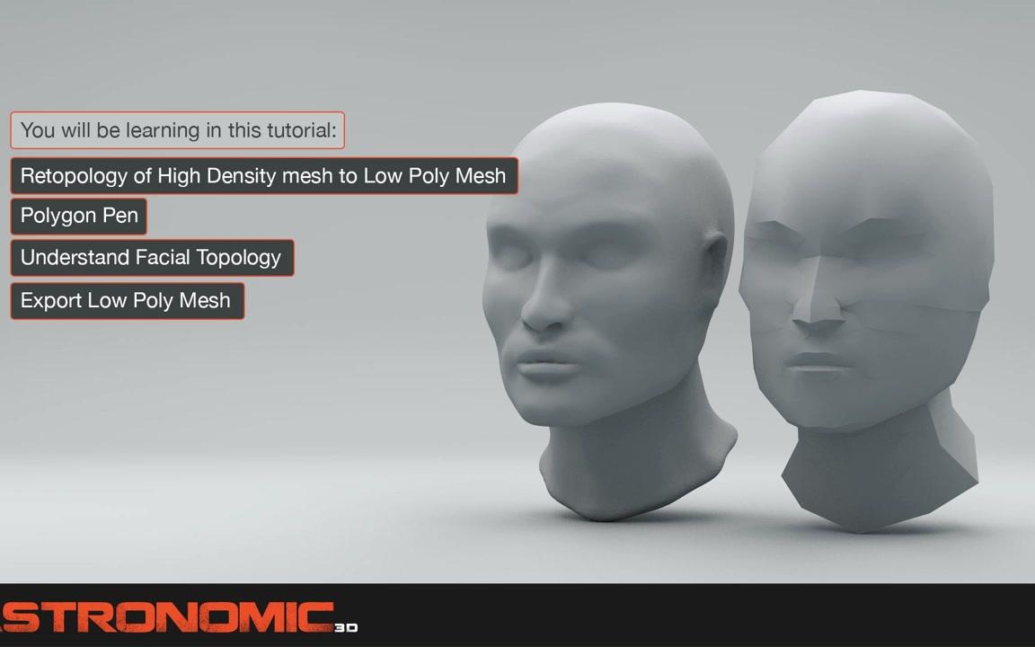 Retopology of a Human Head in Cinema 4D 头部拓扑建模搬运教程