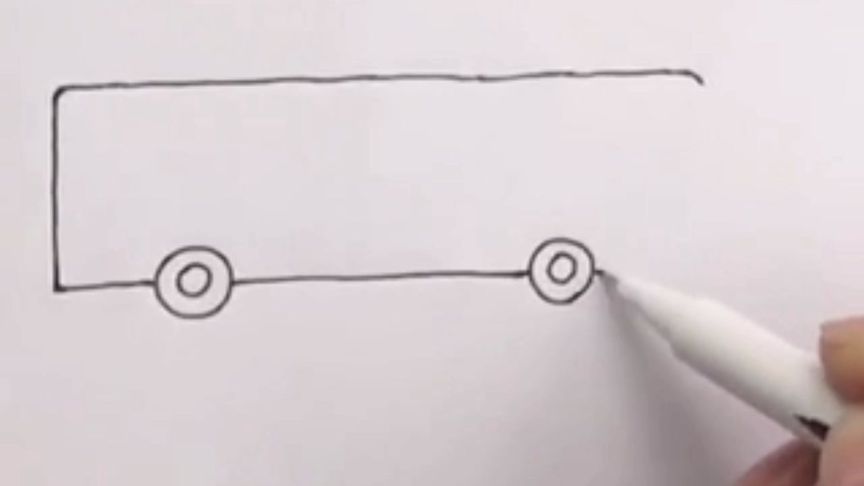 亲子早教绘画,教孩子画公共汽车教程,让孩子喜欢上画画