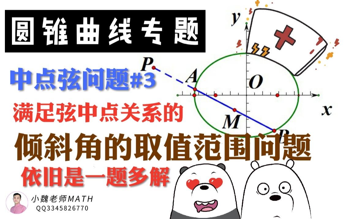 ...——求满足弦中点关系的直线倾斜角的取值范围,难道你只会点差法吗?