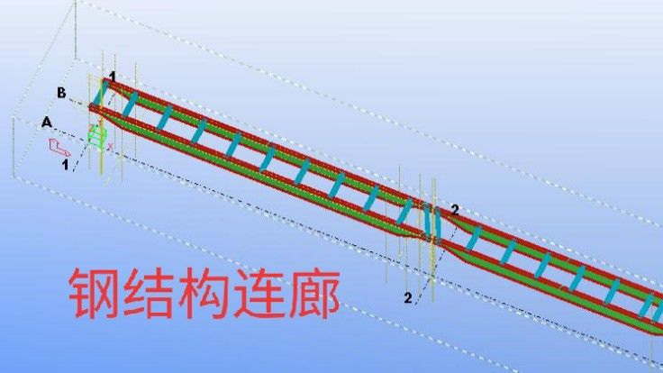 分享一下钢结构过街连廊,跨度19米采用的变截面焊接H型钢制作。