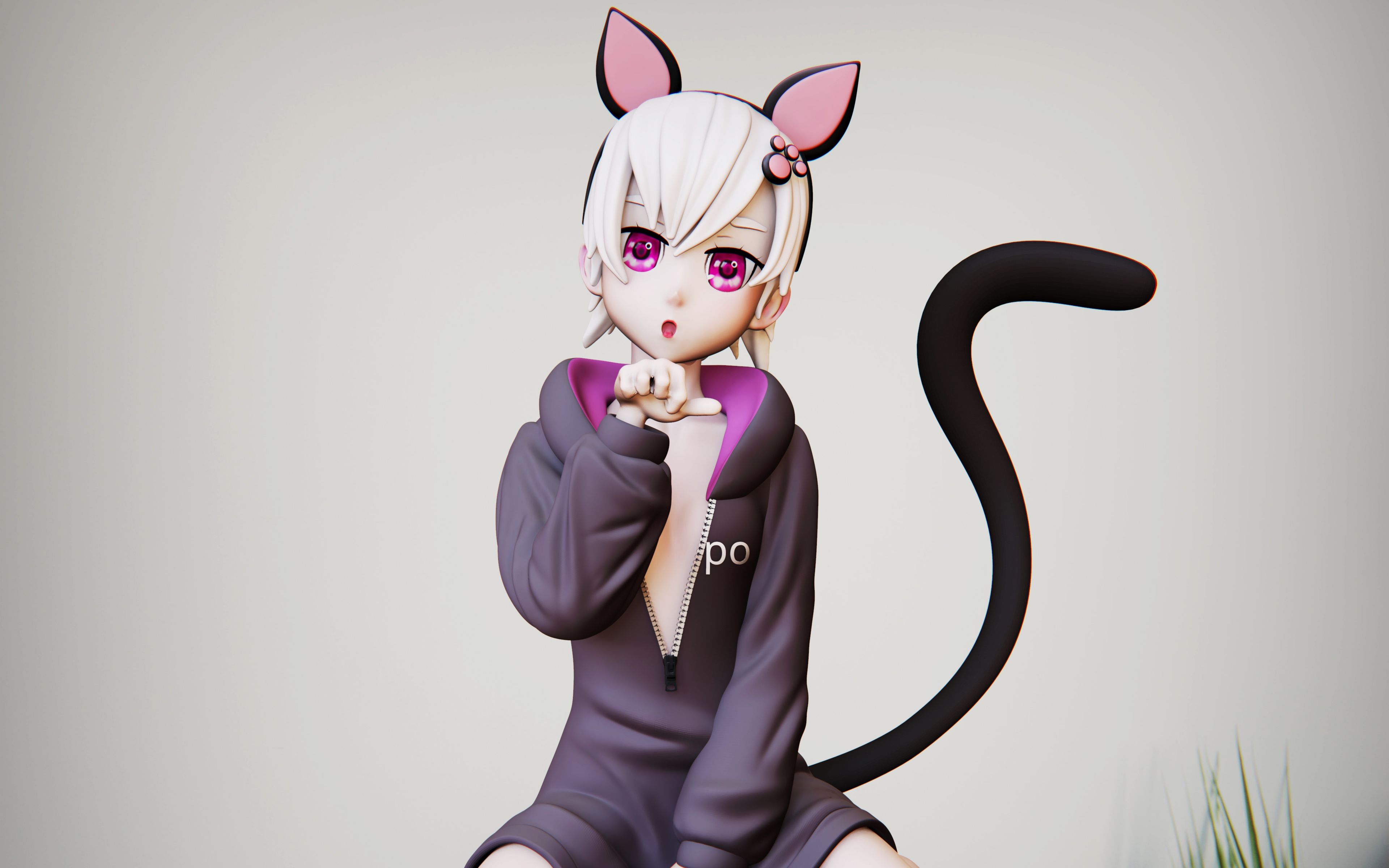 卡通可爱猫女孩手办 可脱的那种哦