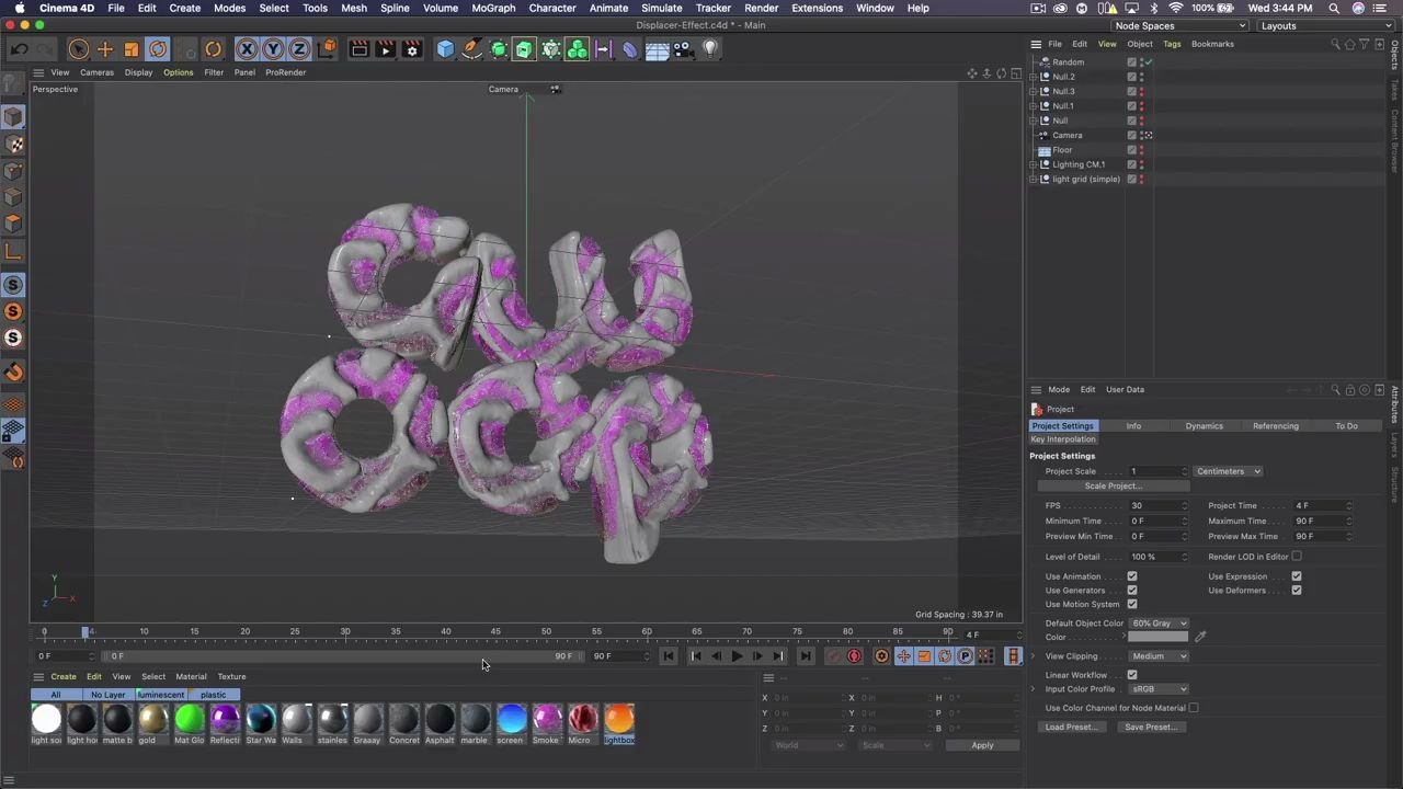 【C4D教程】置换效果器Object_Text效果教程