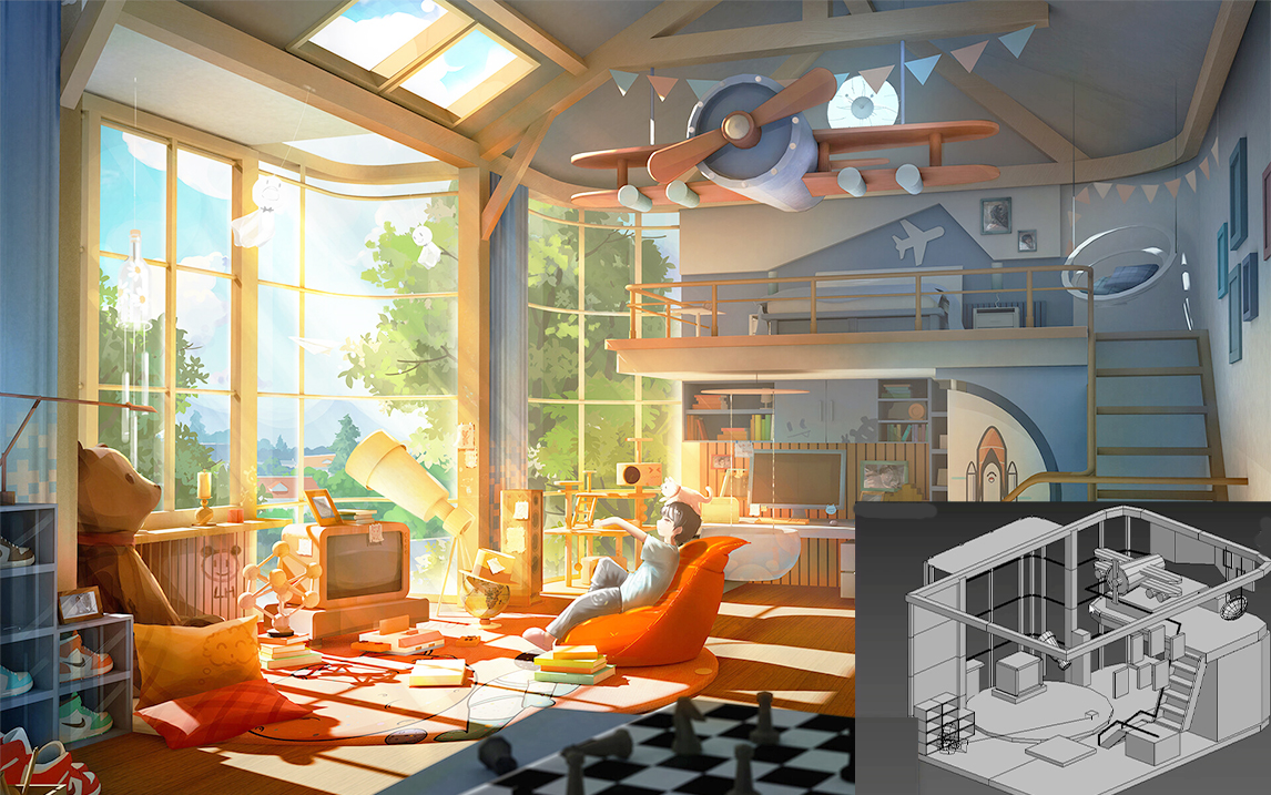 【3Dmax建模】从拉box开始制作动漫风格屋子室内场景模型,这是你的...