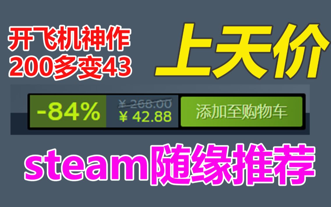 开飞机神作!200多块只要43!steam打折游戏随缘念叨念叨