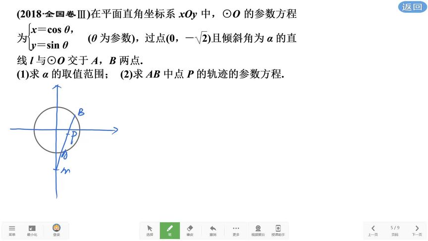 高中数学极坐标参数方程:参数方程解法一
