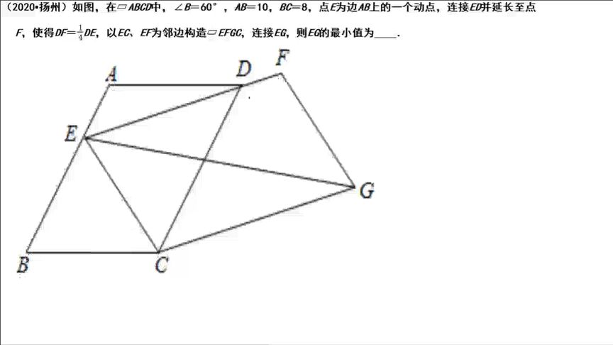 2020年扬州中考,双动点最值问题,误导性很强的一组比例线段