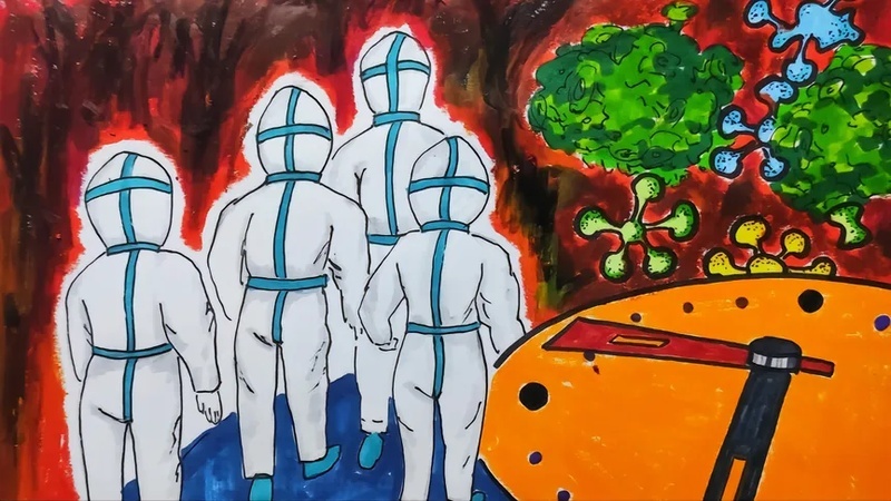 全是干货 插画教程 于老师儿童画"致敬最美逆行者"(2)