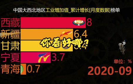 中国大西北地区工业增加值,你看好哪?