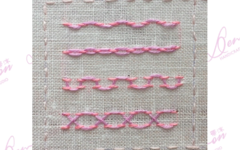 基础刺绣针法教程/15.穿线平针绣