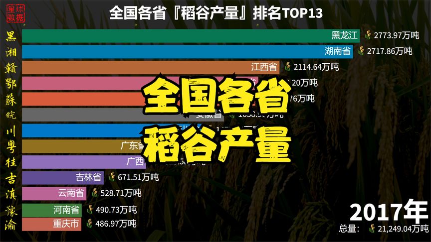 各省稻谷产量排名,黑龙江妥妥的黑马,袁隆平让中国人吃饱饭