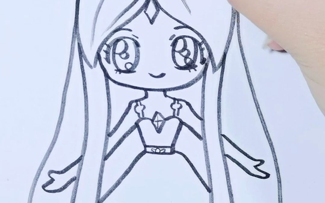 今天来画冰公主,冰公主简笔画