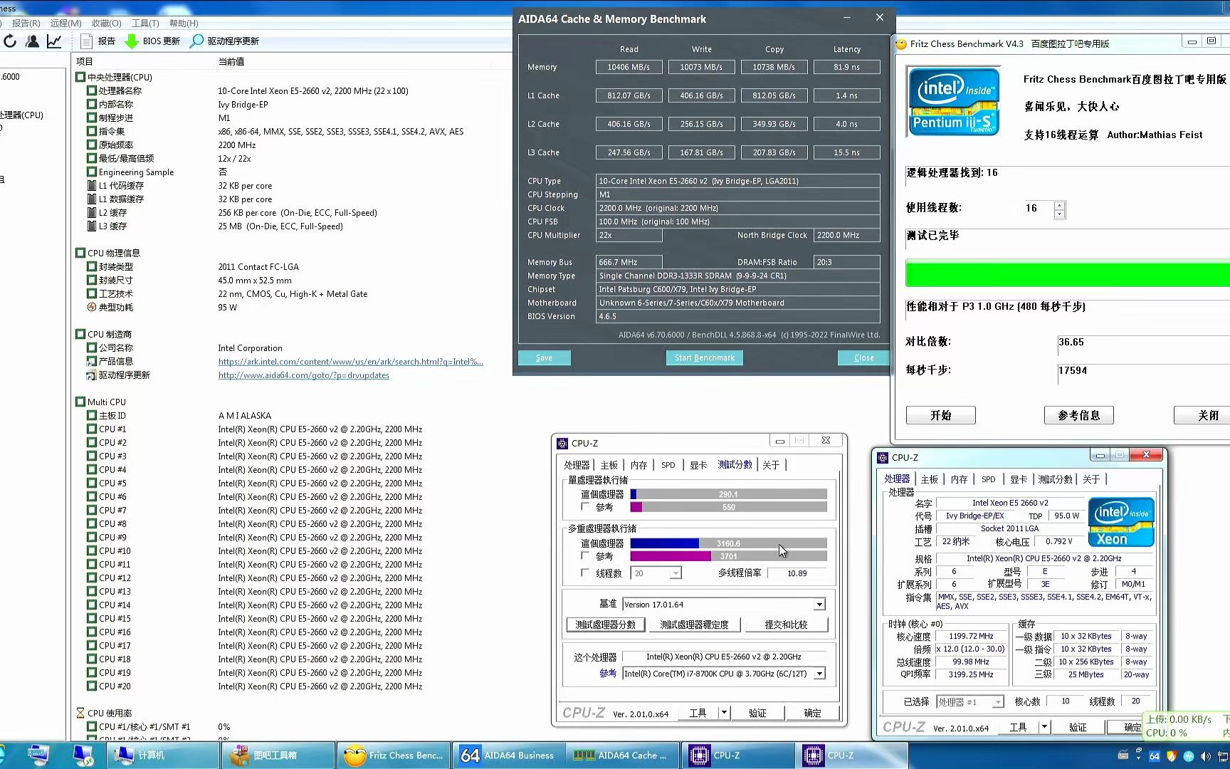 140包邮的X79寨板+26包邮的E5 2660\/2双通道内存跑分+烤机测试
